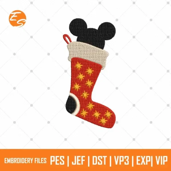 Christmas Mickey Socks free embroidery design